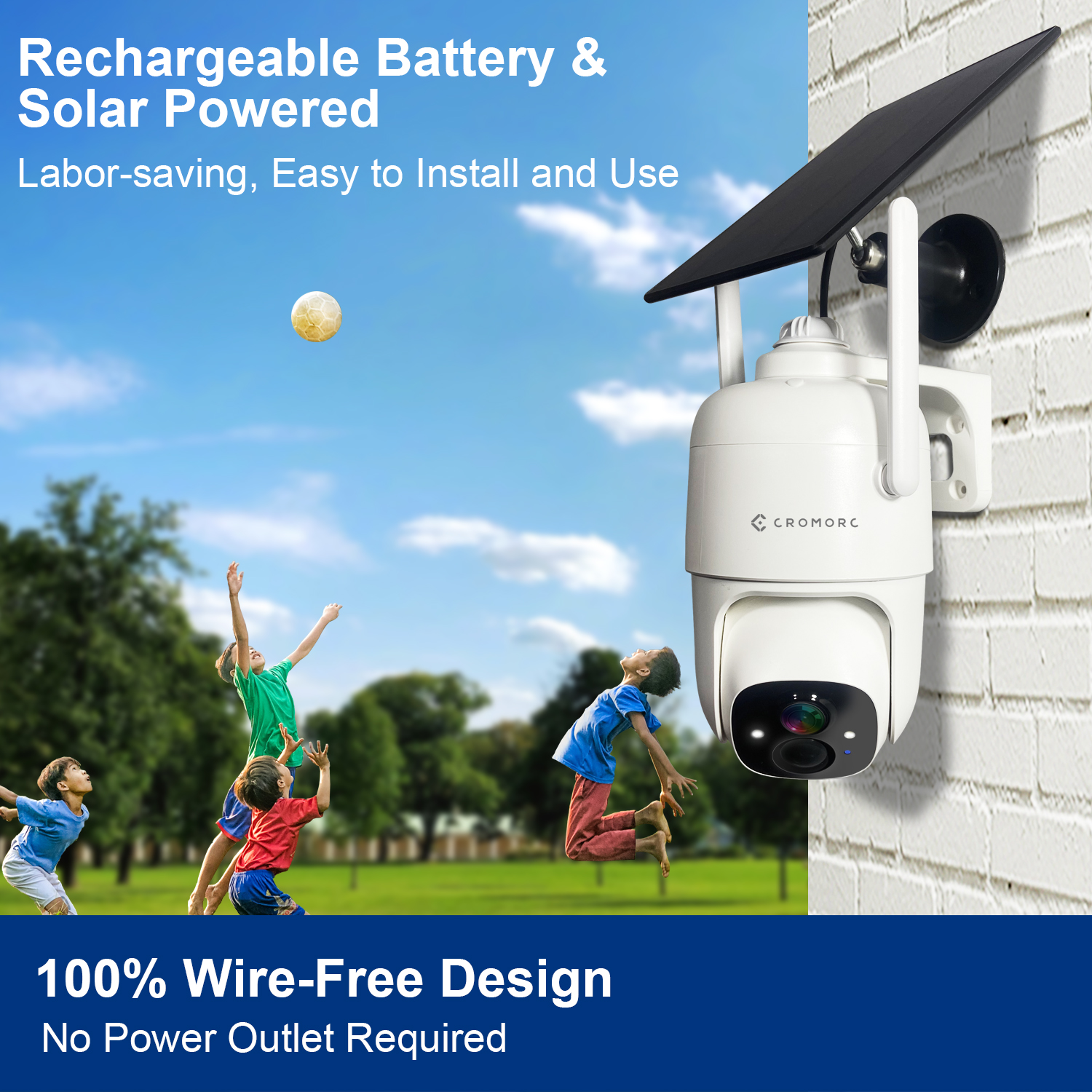 Security Camera Wireless Outdoor Solar Powered WiFi Battery Camera